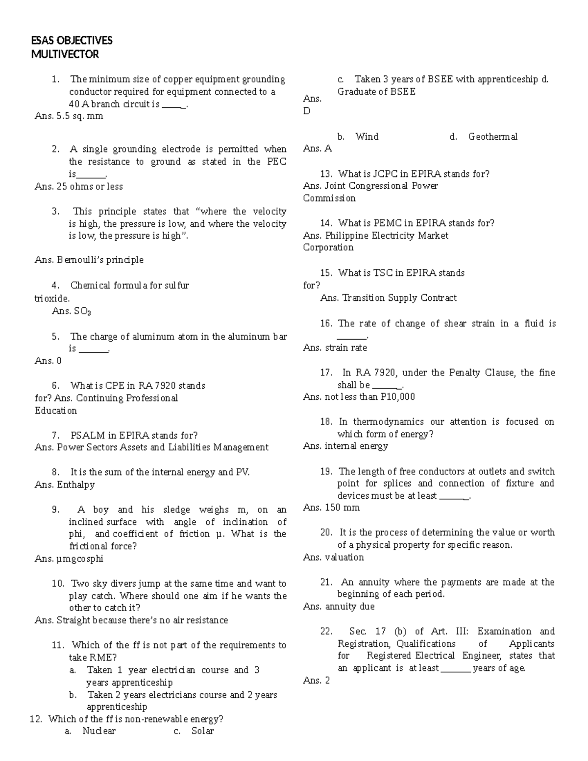 427565922 Esas Objectives - Electrical Engineering - UM - Studocu