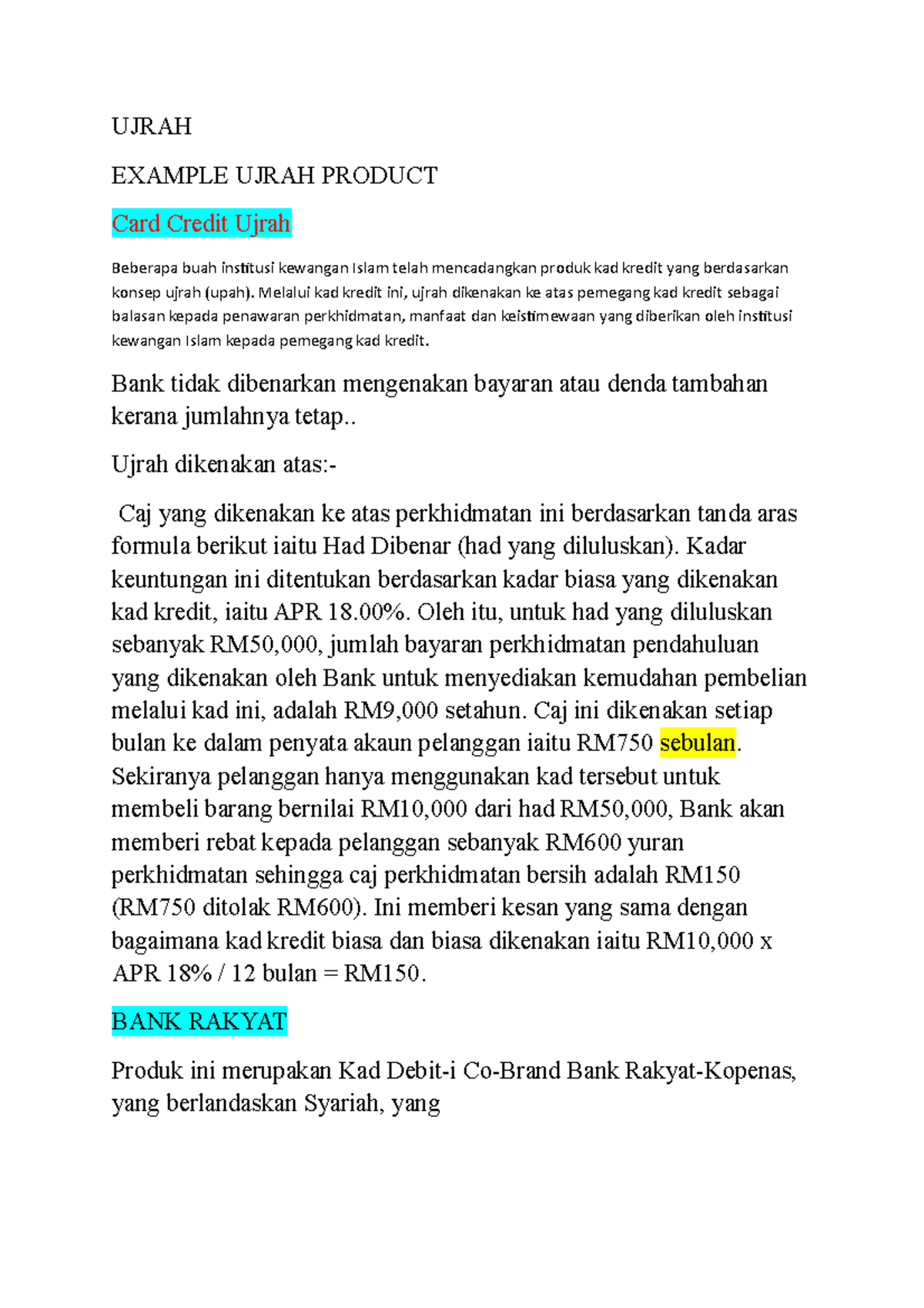 Ujrah - UJRAH EXAMPLE UJRAH PRODUCT Card Credit Ujrah Beberapa buah ...