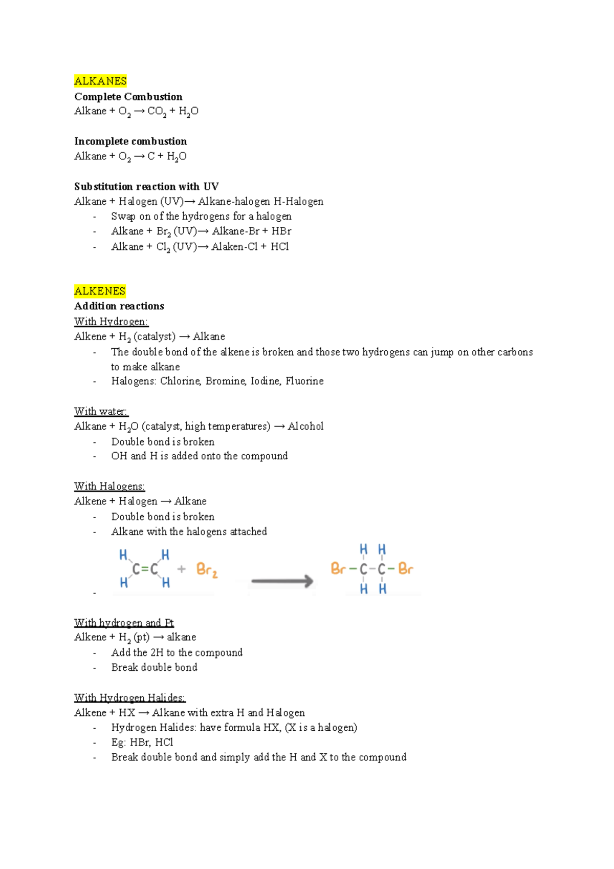 Organic Chemistry Reactions - ALKANES Complete Combustion Alkane + O 2 ...