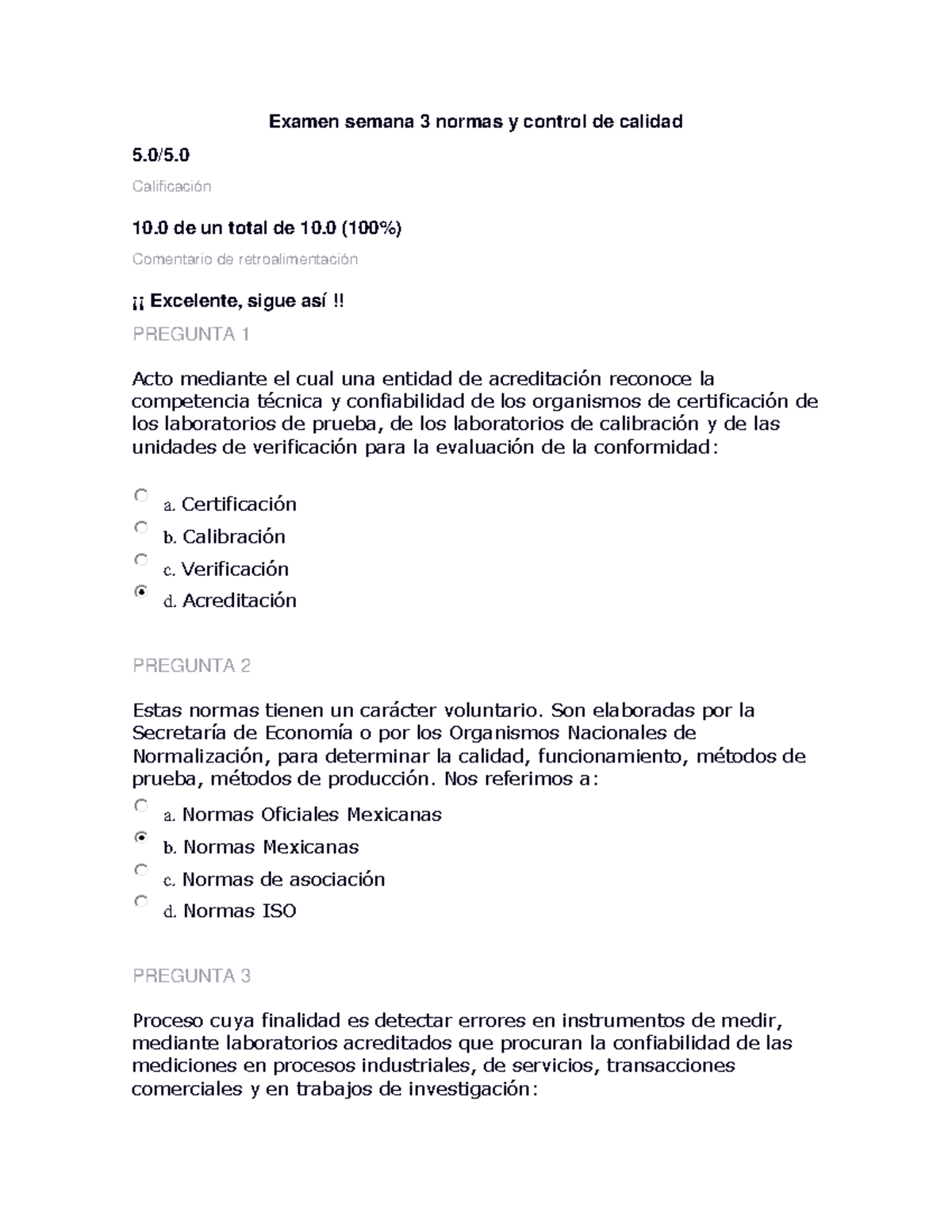 Examen semana 3 normas y control de calidad - Examen semana 3 normas y control de calidad 5/5 ...