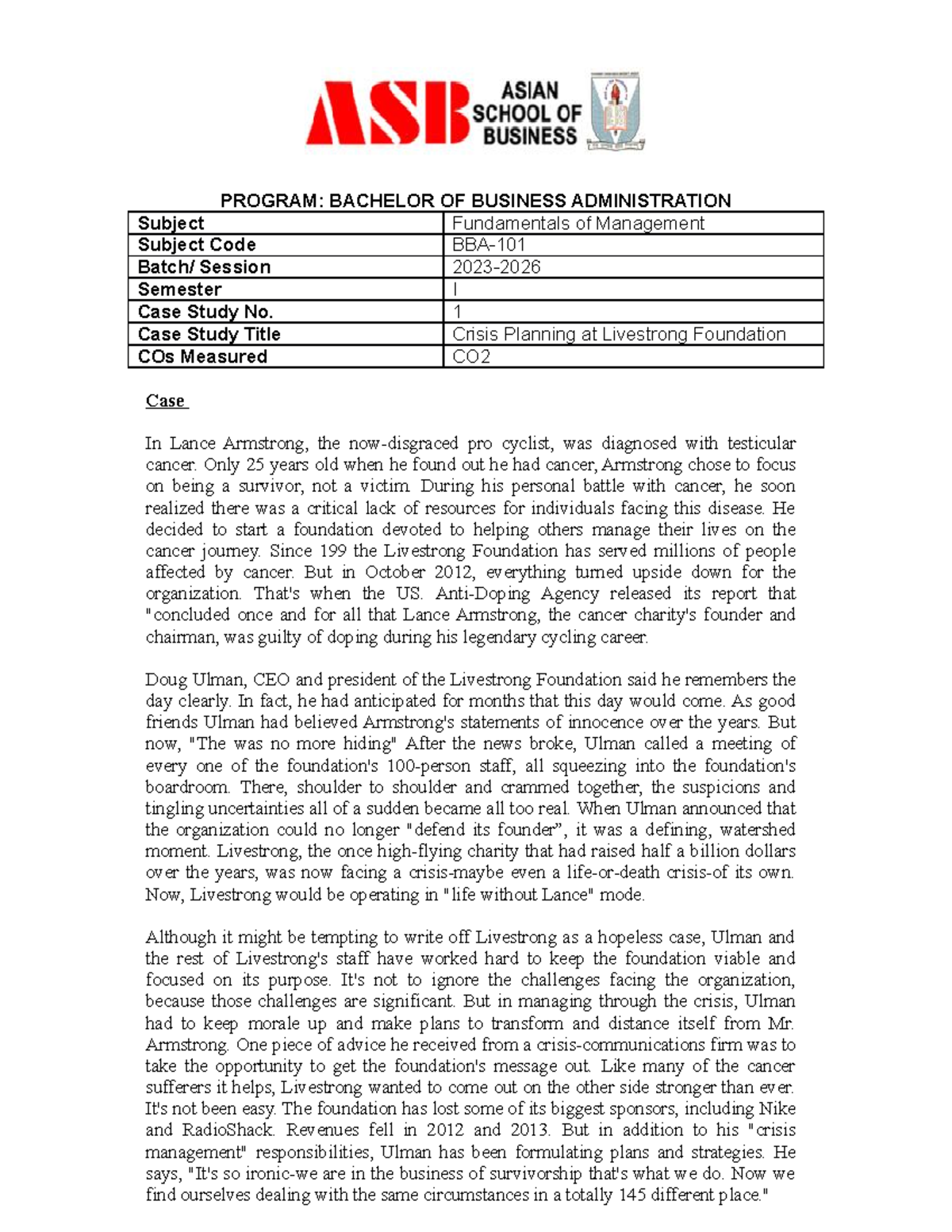 1044643 - good - PROGRAM: BACHELOR OF BUSINESS ADMINISTRATION Subject ...