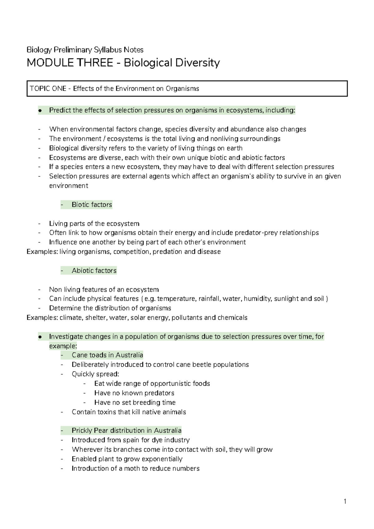 Module 3 - Bio Syllabus -2 - Biology Preliminary Syllabus Notes MODULE ...