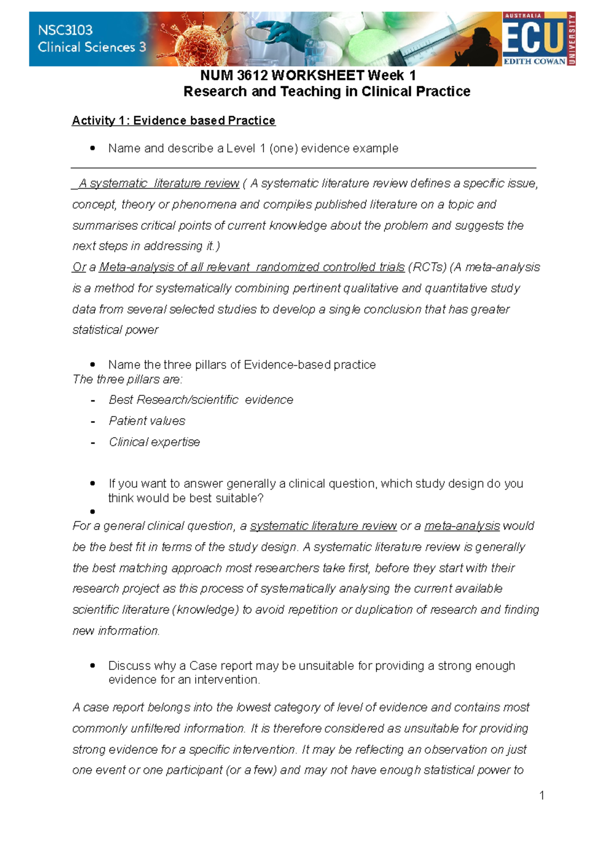 NUM1204.2023.1 worksheet with answers - NUM 3612 WORKSHEET Week 1 ...