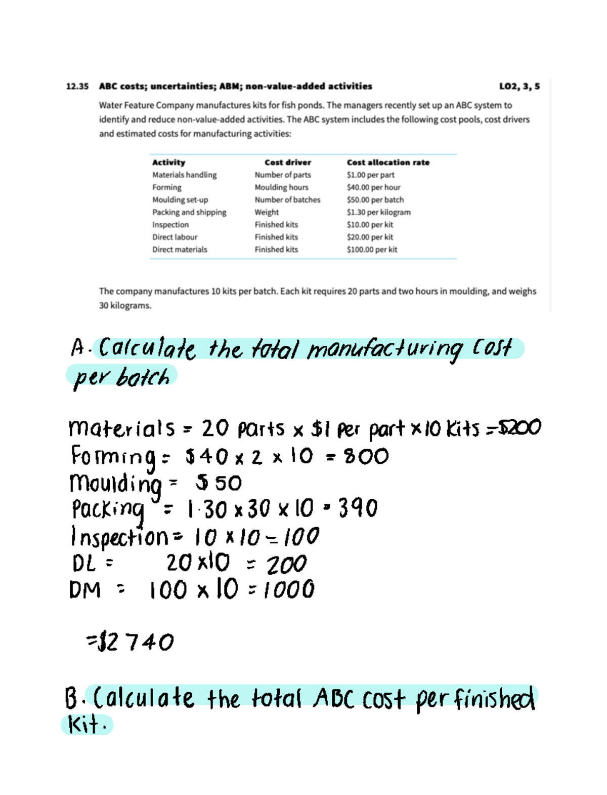 Tutorial 4- 23 March 2022 - A Calculate the total manufacturing cost ...