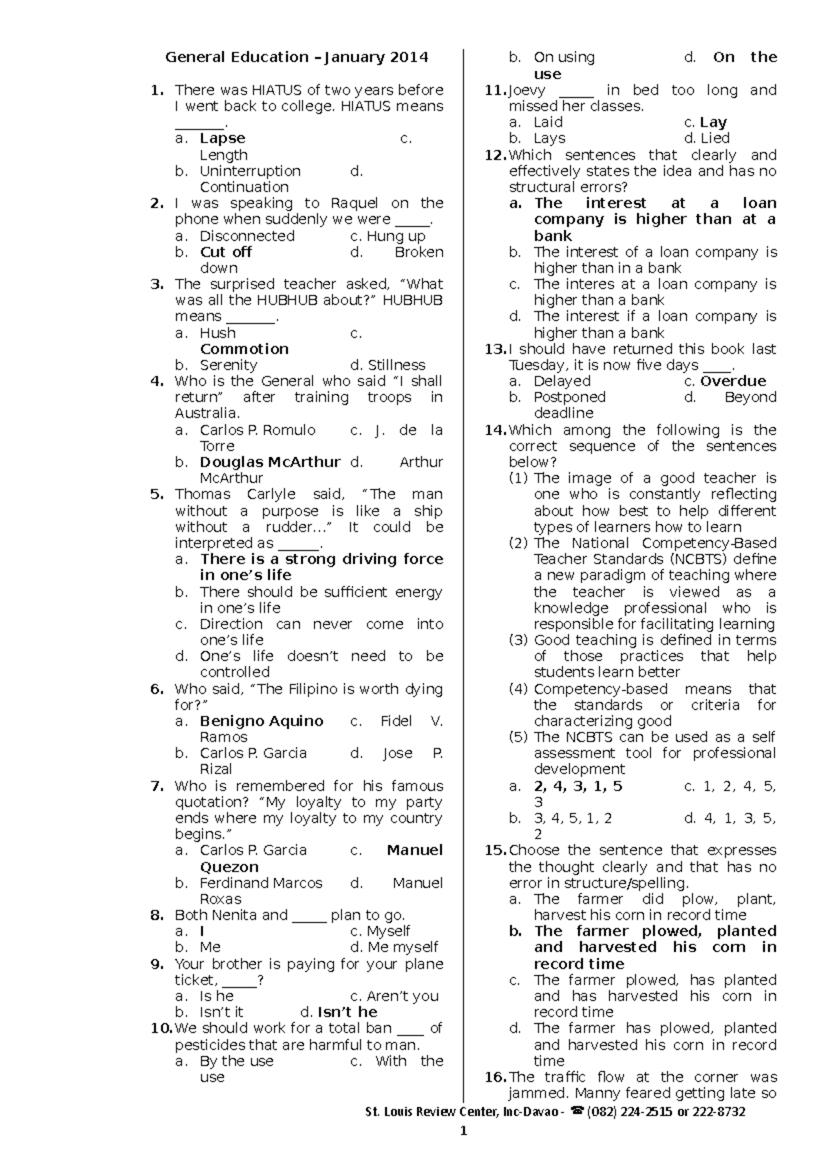 GENED Reviewer for Professional Teachers - General Education – January ...