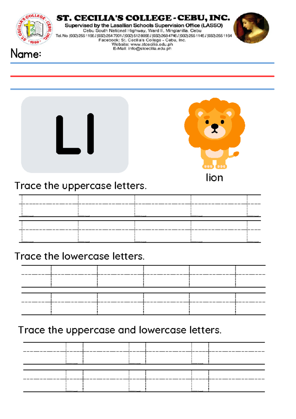 Letter-Ll-Worksheet - Secondary Education Major in English - lion Ll ...