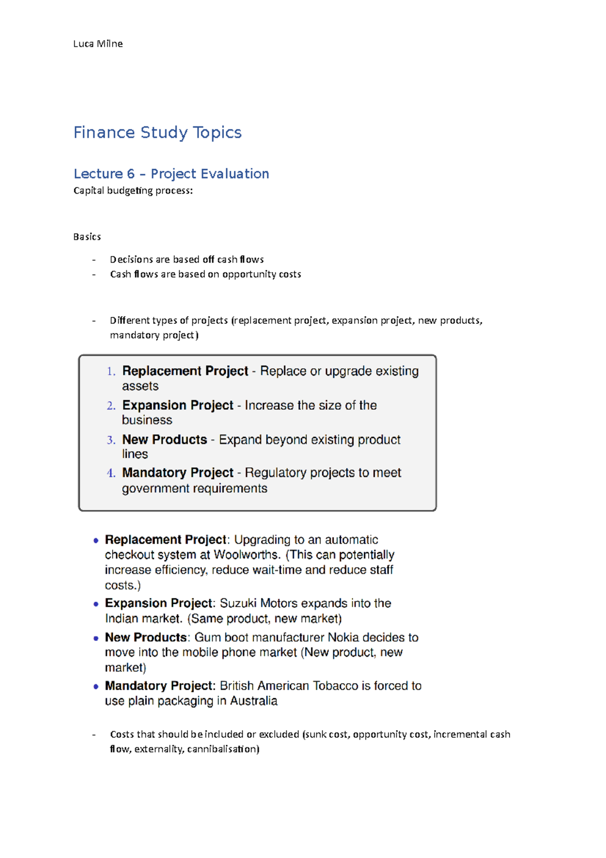 Finance Study Guide ALL lectures - Finance Study Topics Lecture 6 ...