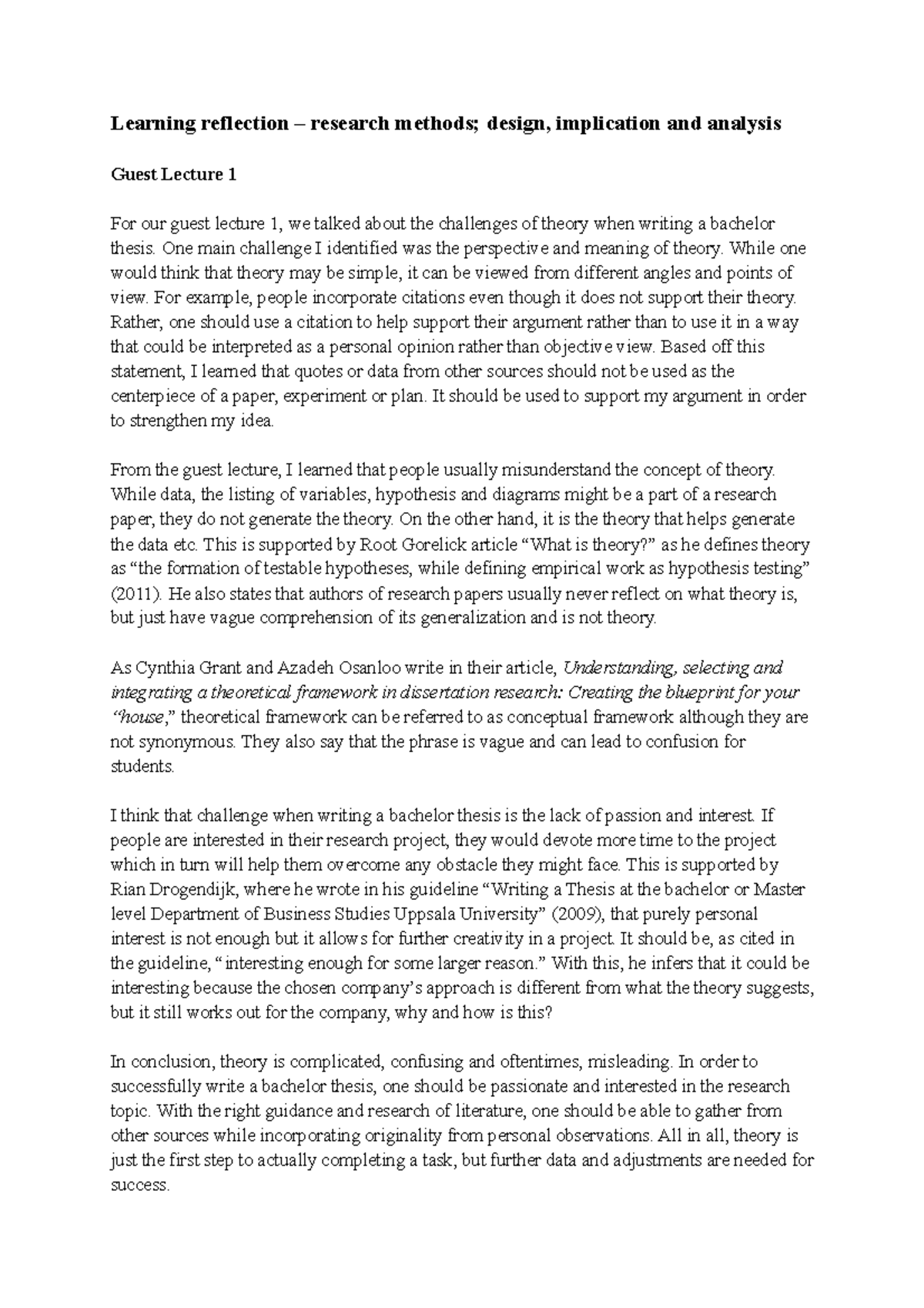 Learning Reflection Researchmethods - Learning reflection – research ...