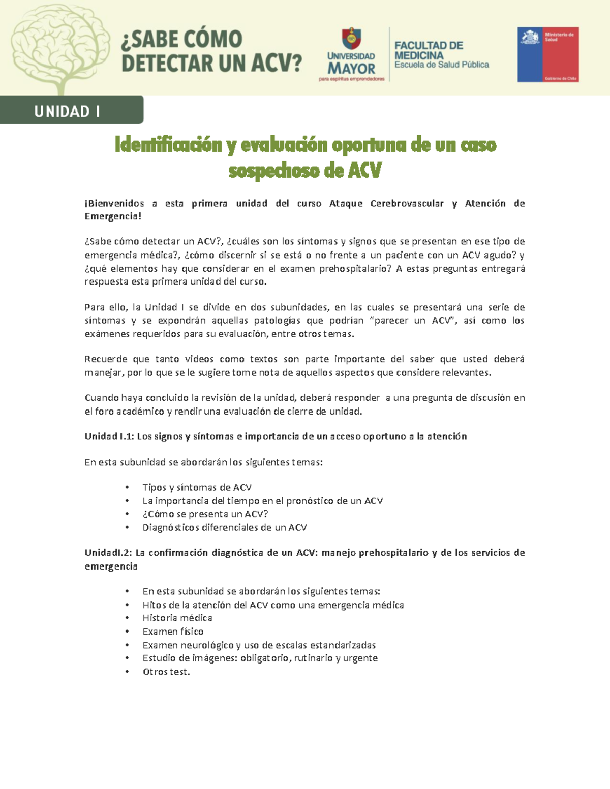 INFO ACV - adaddad - Identificación y evaluación oportuna de un caso sospechoso de ACV ...