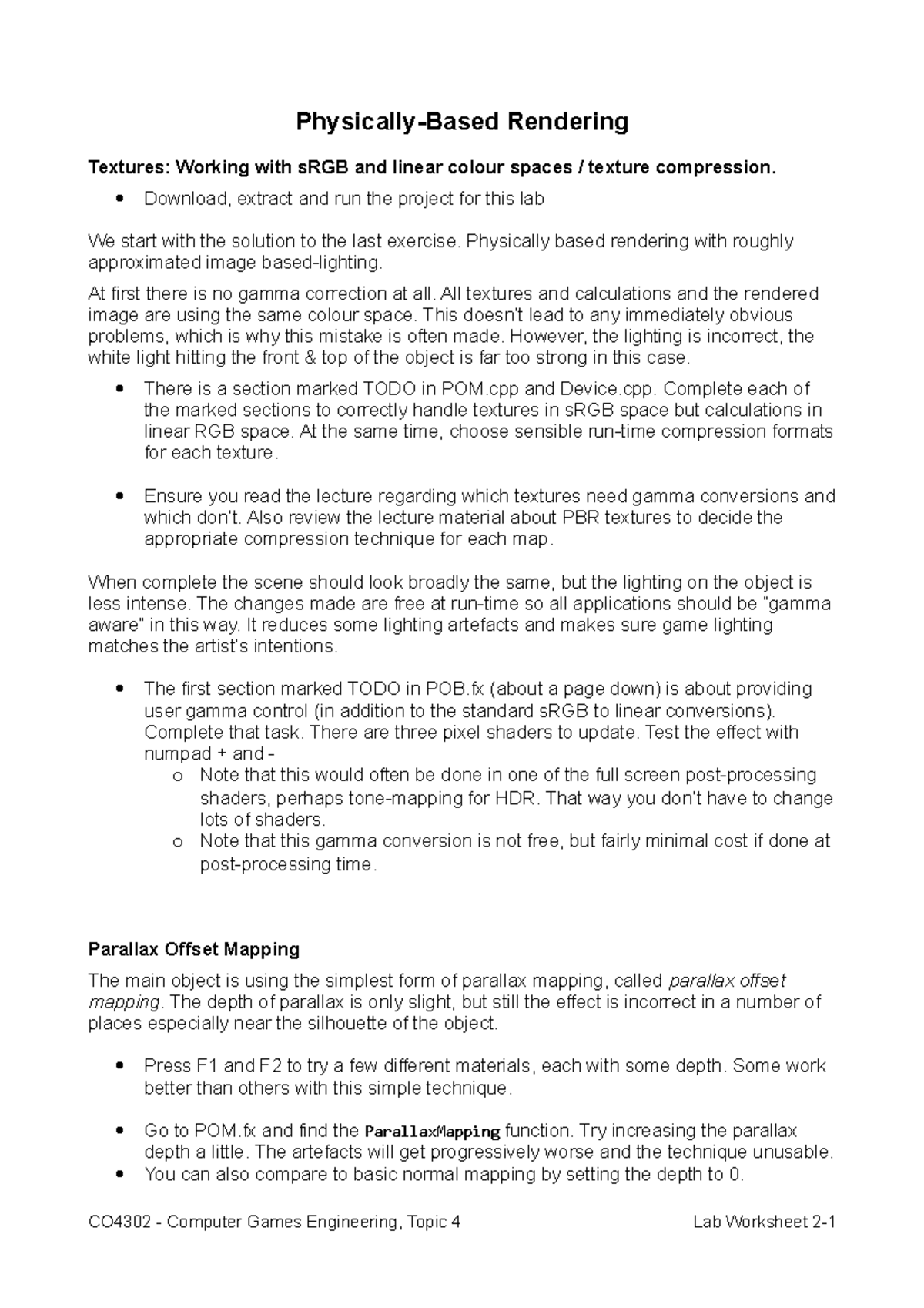 CO4302 Topic 4 - Lab Worksheet 2 - Physically-Based Rendering Textures ...