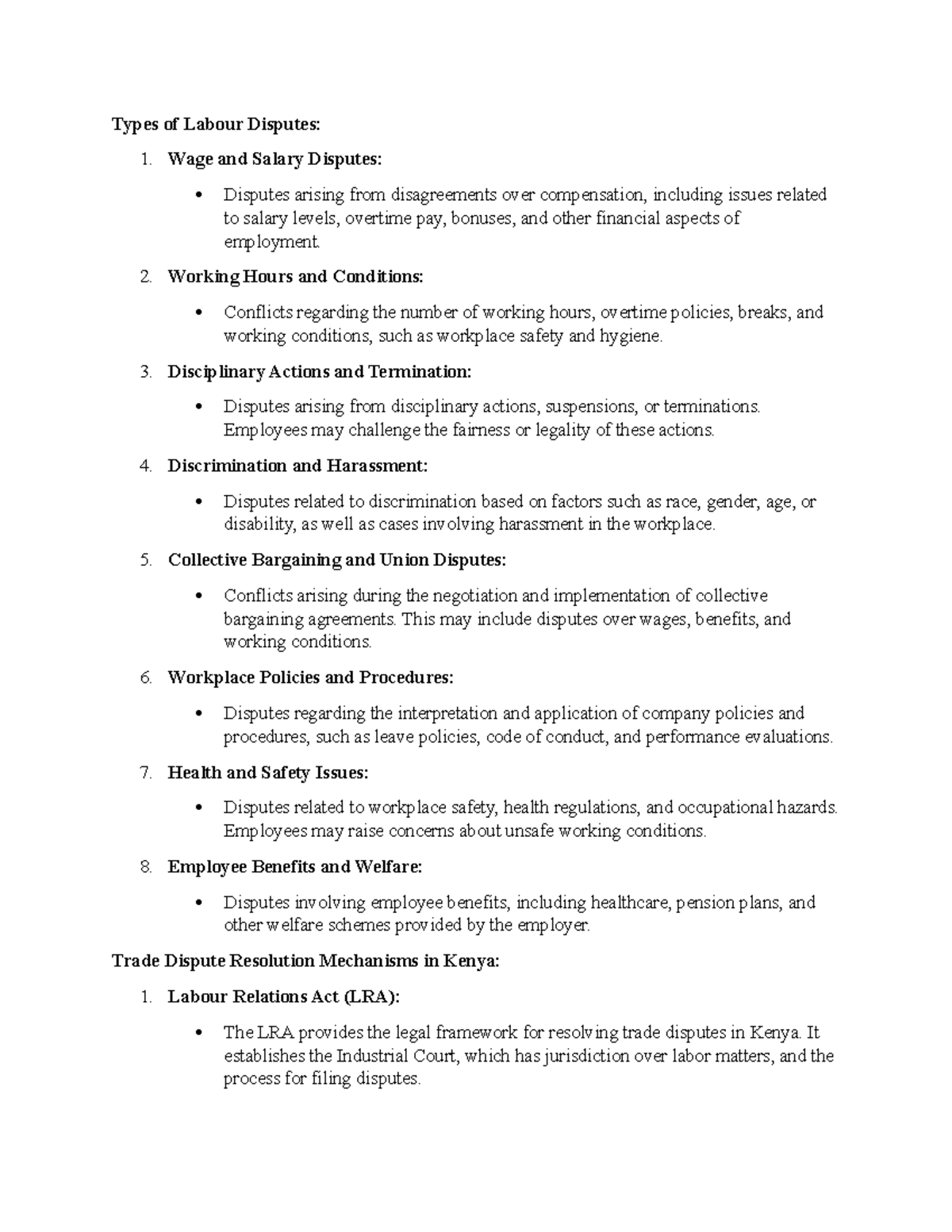 Types of Labour Disputes - Wage and Salary Disputes: Disputes arising ...