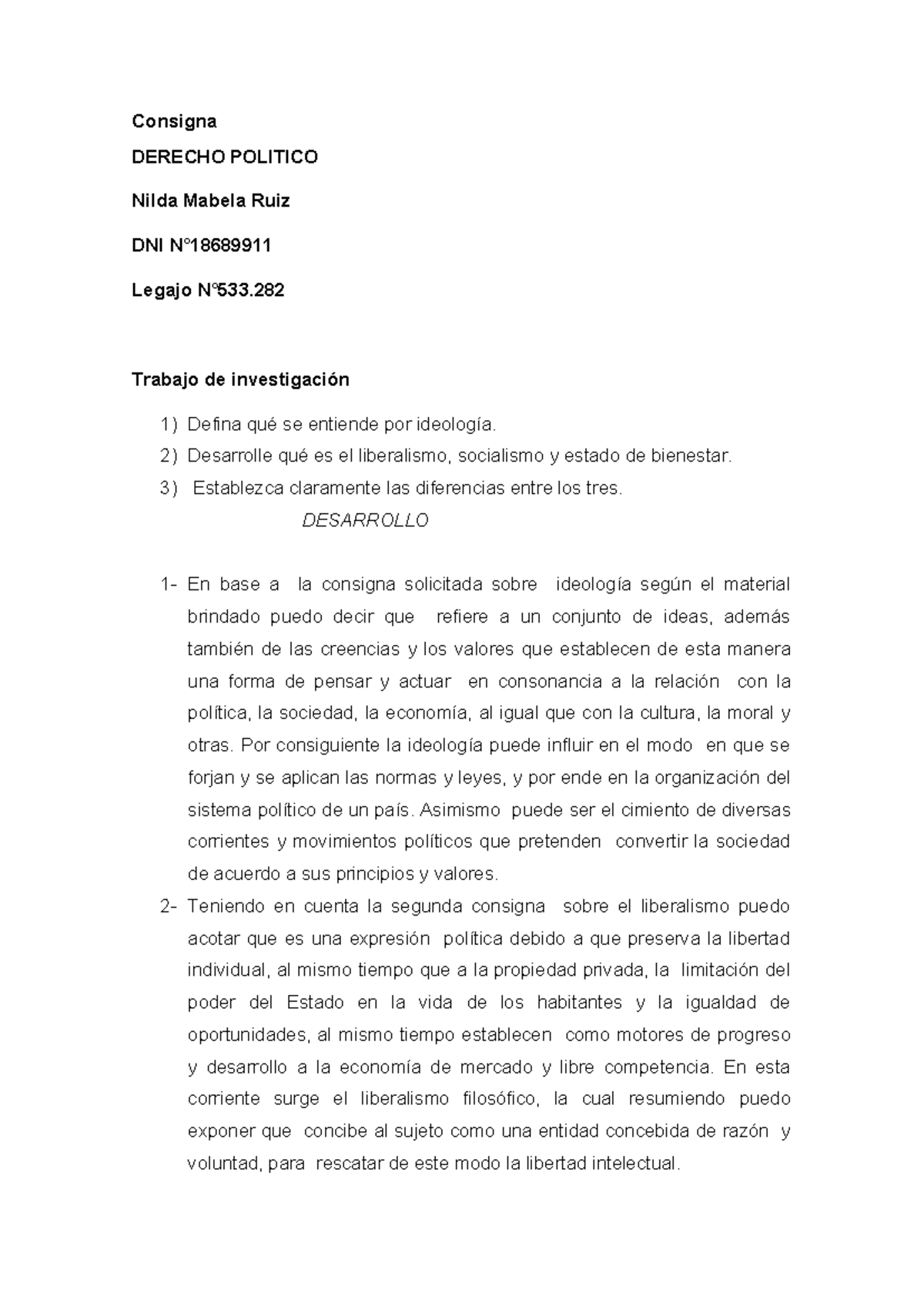 Derecho Politico Segundo Modulo - Consigna DERECHO POLITICO Nilda ...