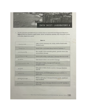 Geo Lab 3 - Geology lab 3: mineral identification - GEOL 1200L - Studocu