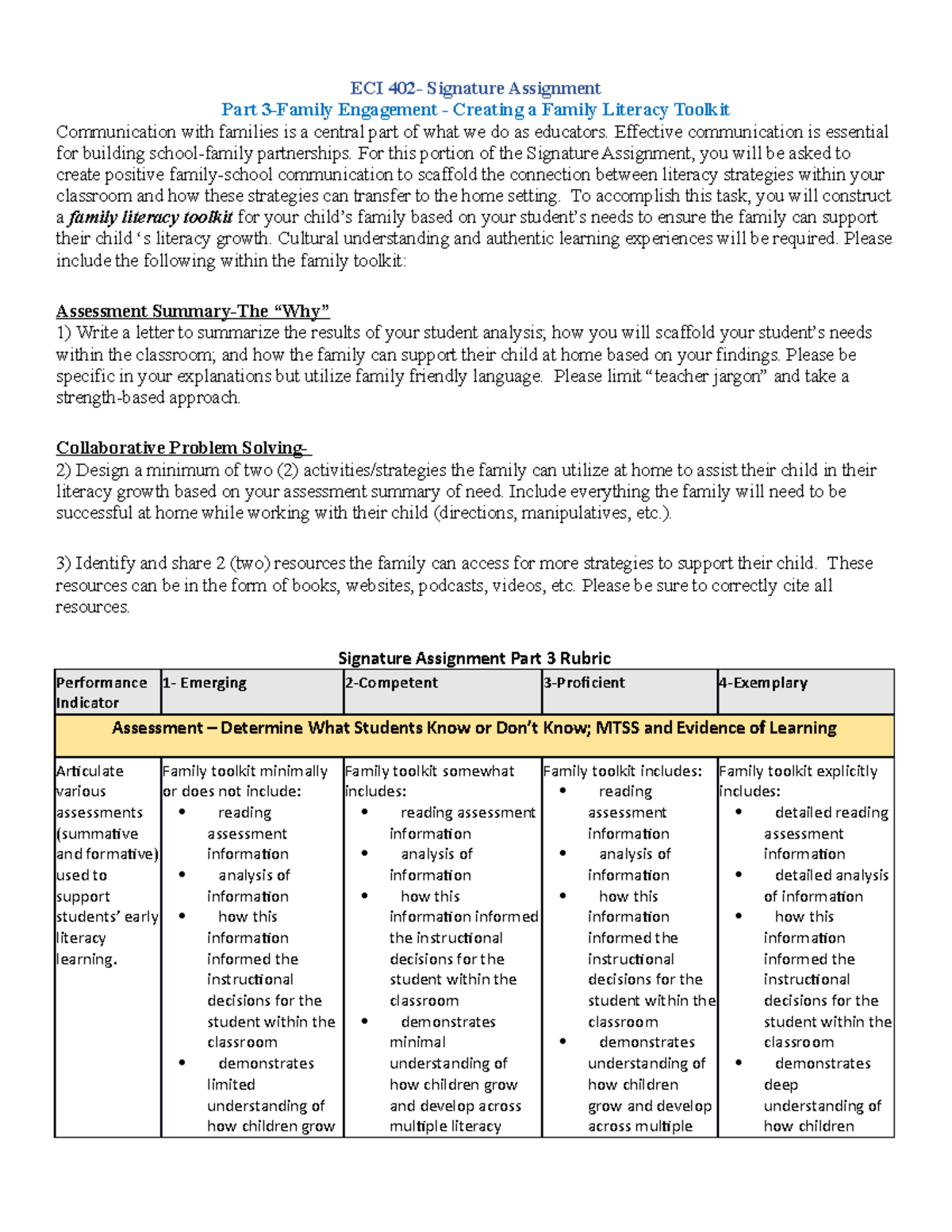 Signature Assignment Part 3 - Family Engagement - Creating a Family ...