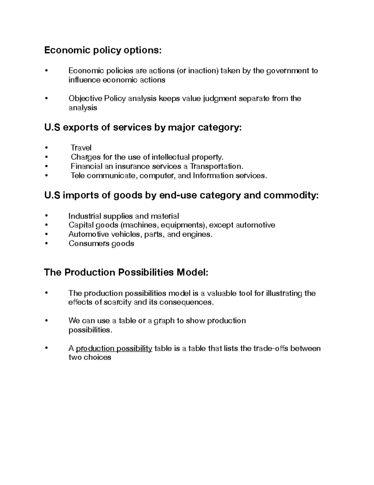 Economic - summaries about part of the chapter 2 - Economic policy ...