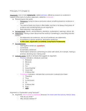 Philosophy 1 31 - notes from 1/31/23 - Philosophy 1/31 Chapter 4 True ...