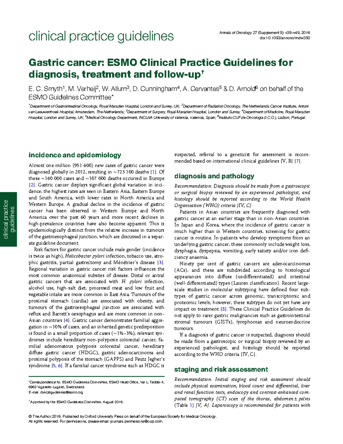 Guias esmo - mmkk - Gastric cancer: ESMO Clinical Practice Guidelines ...