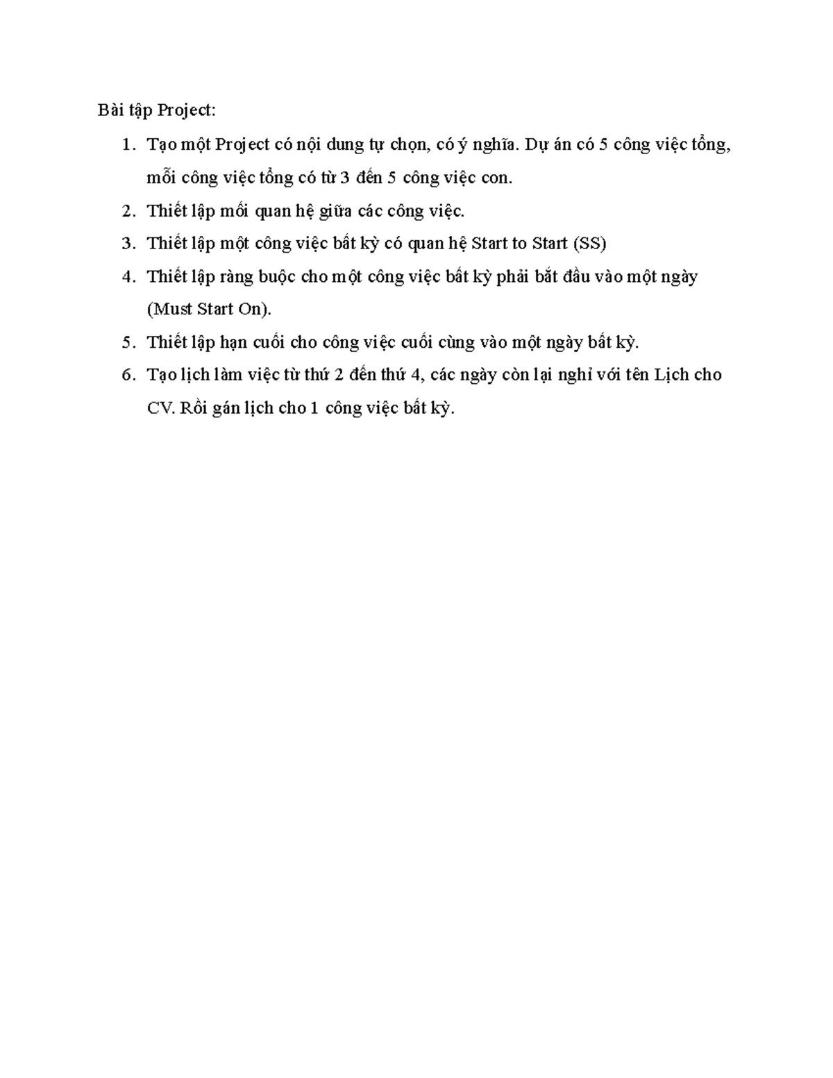 Bài tập Project - EHHEE - Bài tập Project: 1. Tạo một Project có nội ...