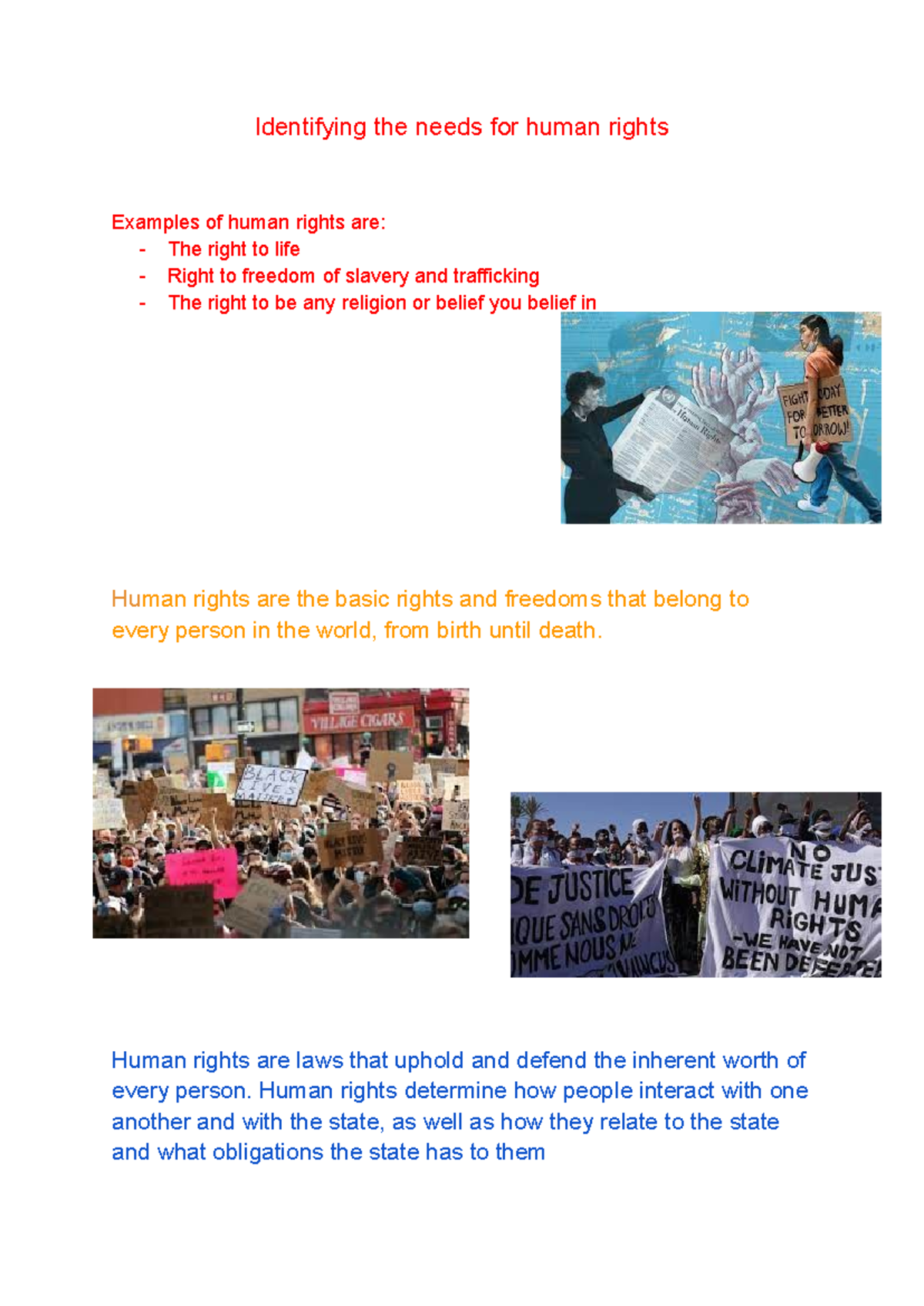 Identifying the needs for human rights - Identifying the needs for ...