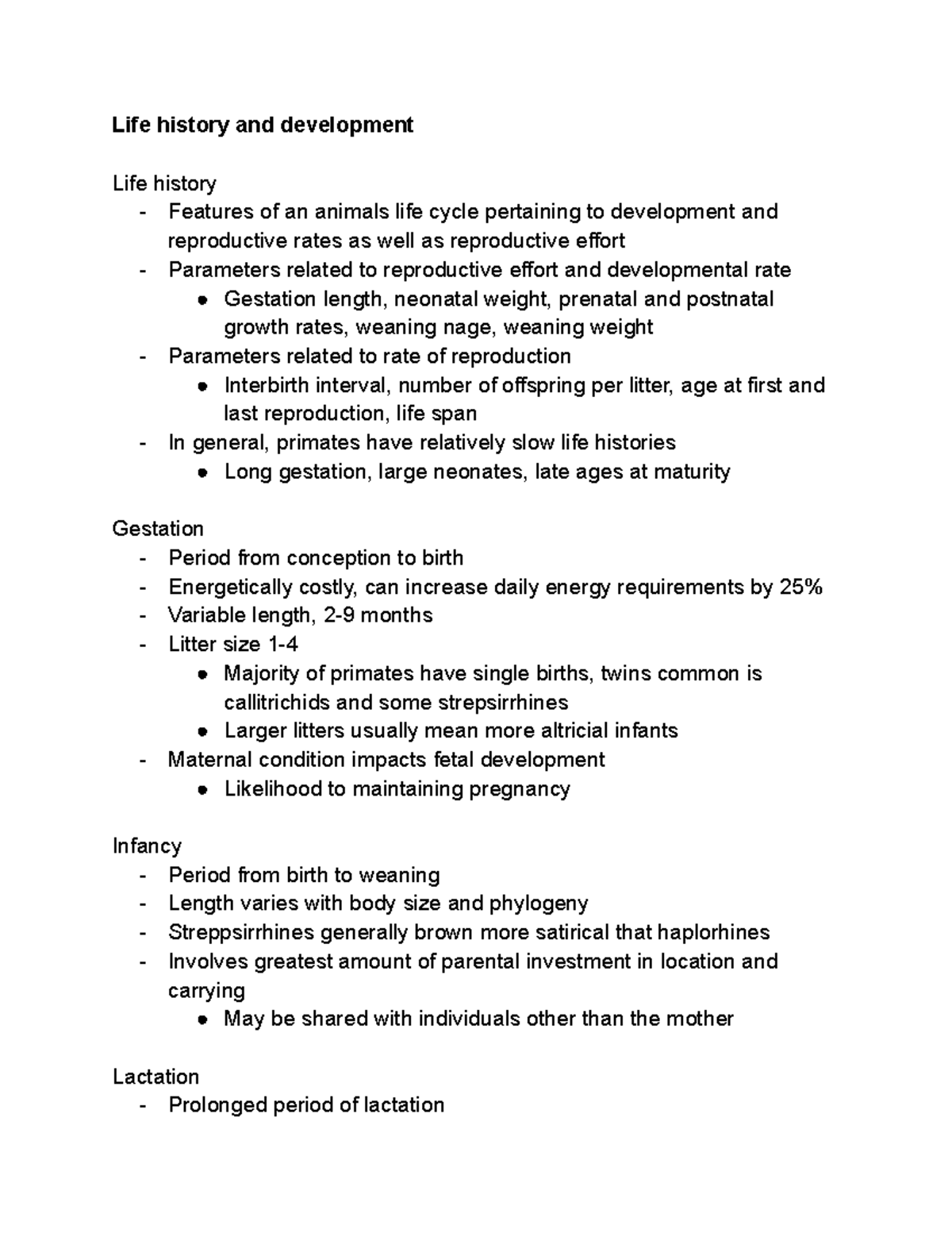 life history and development of primates - Life history and development ...