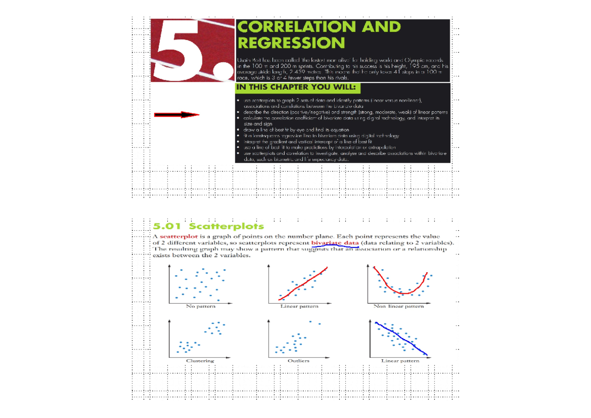 12MTS Correlation and Regression chap 5 class notes - Studocu