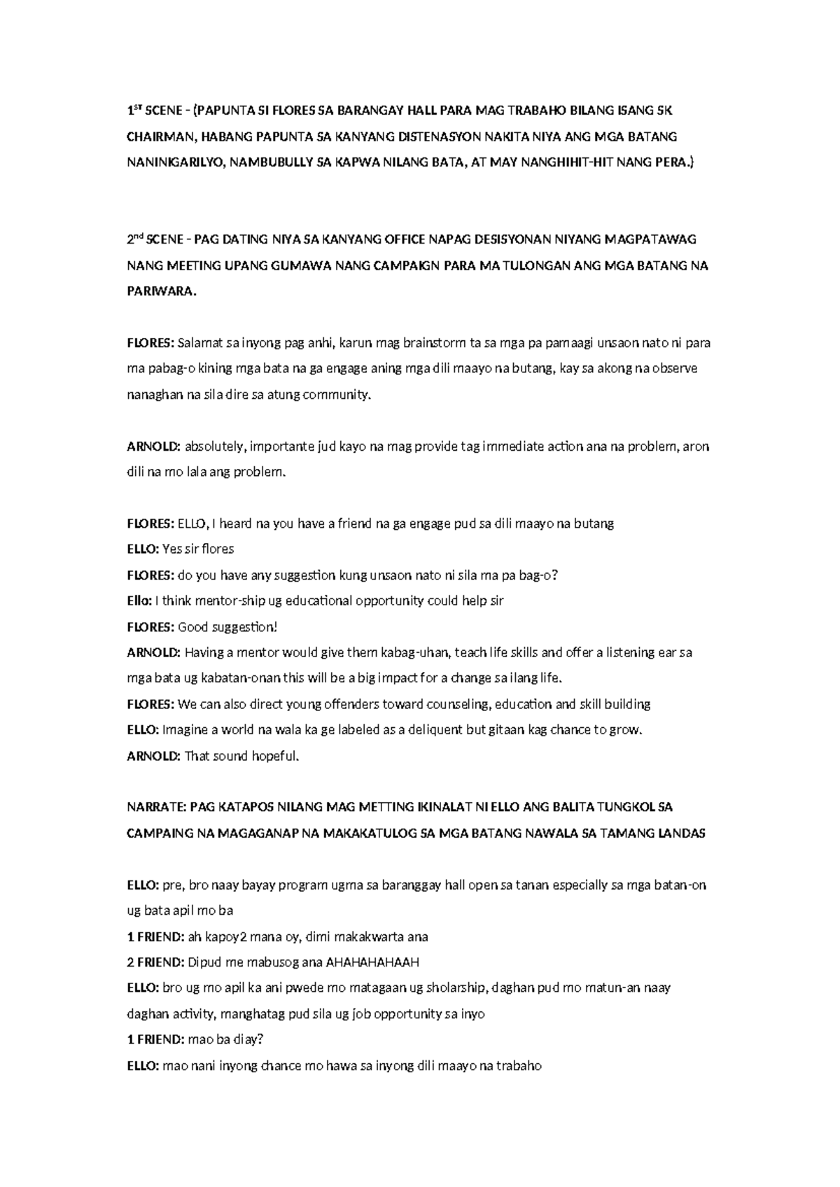 Roleplay - ROLE PLAY - 1 ST SCENE - (PAPUNTA SI FLORES SA BARANGAY HALL ...