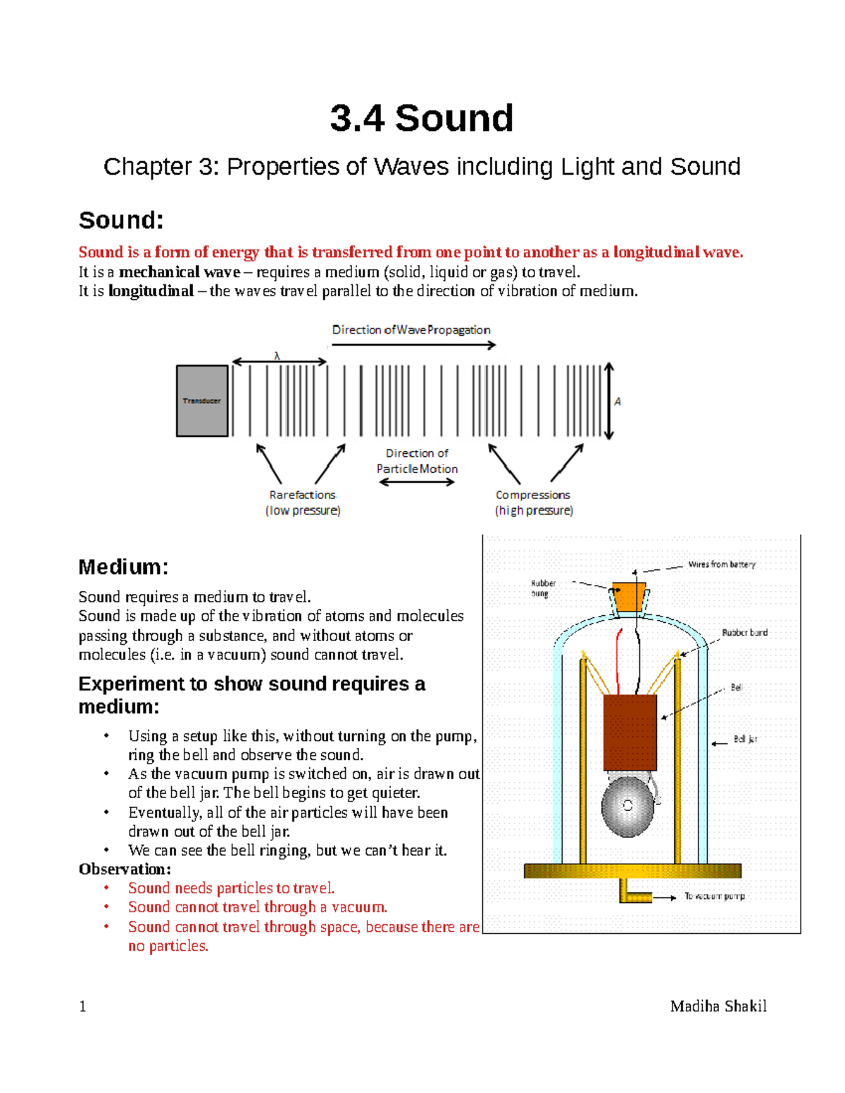3.4 Sound Notes - 3 Sound Chapter 3: Properties of Waves including ...