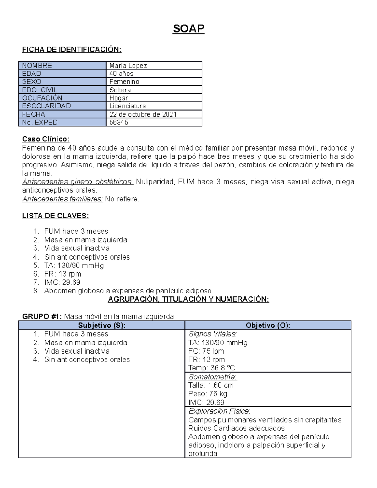Formato SOAP Formato SOAP Formato SOAP - SOAP FICHA DE IDENTIFICACIÓN ...