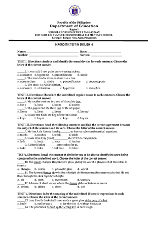 English DLP in English No. 5 - DETAILED LESSON PLAN DLP No.: 5 Learning ...