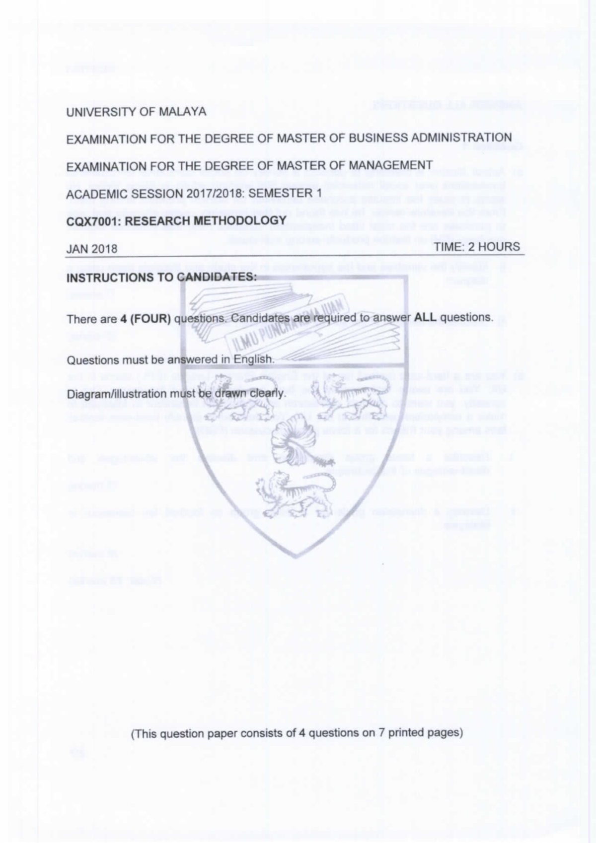 Research methodology 2018-01 past year exam questions - Research ...