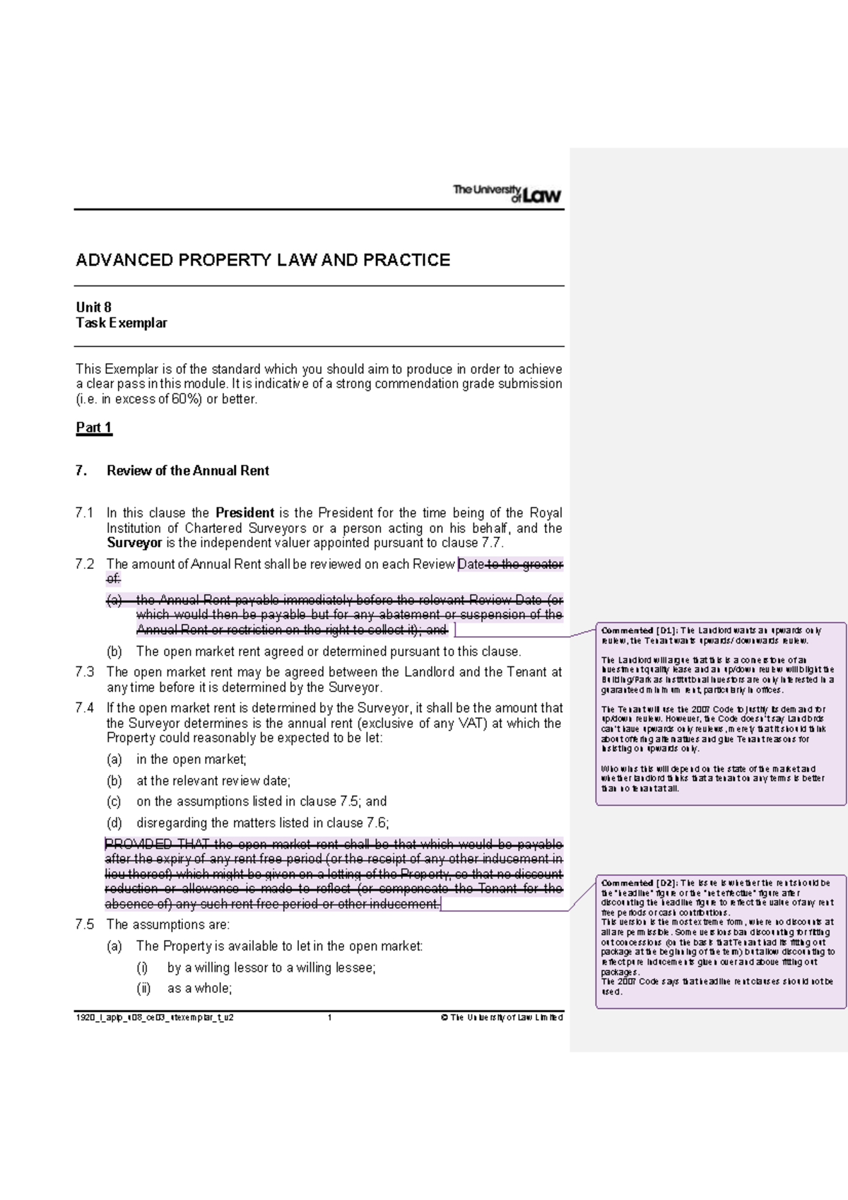 Adv. Prop. Law- Unit 8- Exemplar - ADVANCED PROPERTY LAW AND PRACTICE ...