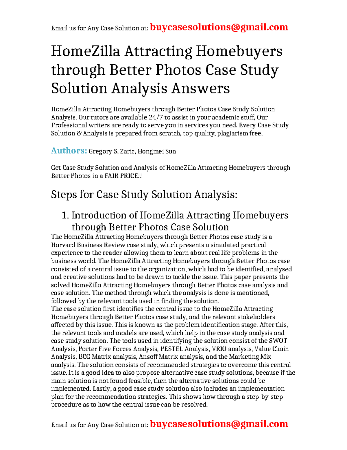 Case Solution HomeZilla Attracting Homebuyers through Better Photos - HomeZilla Attracting - Studocu