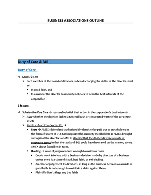 Business Associations Outline - LAW-7056 - TAMU - Studocu