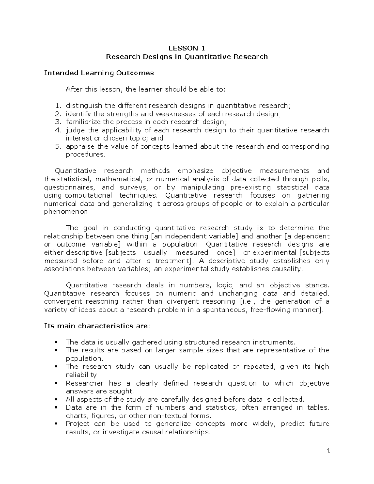 2-PR-2- Lessons-1-6 - Hehe - LESSON 1 Research Designs in Quantitative ...