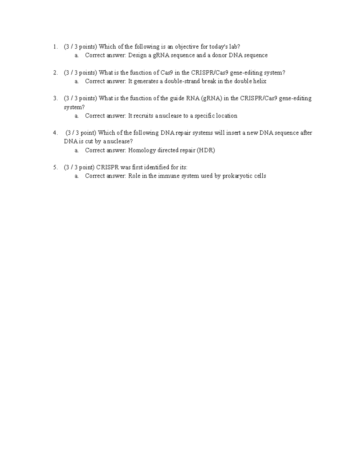 Bio Genetics Lab Quiz 3 Answers - (3 / 3 points) Which of the following ...