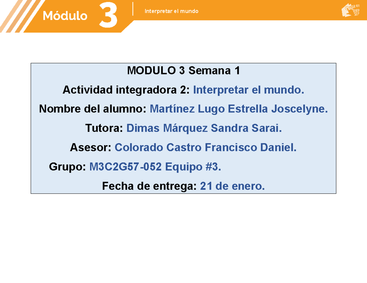 ACTIVIDAD 2 M3S1AI2 - MODULO 3 Semana 1 Actividad integradora 2 ...