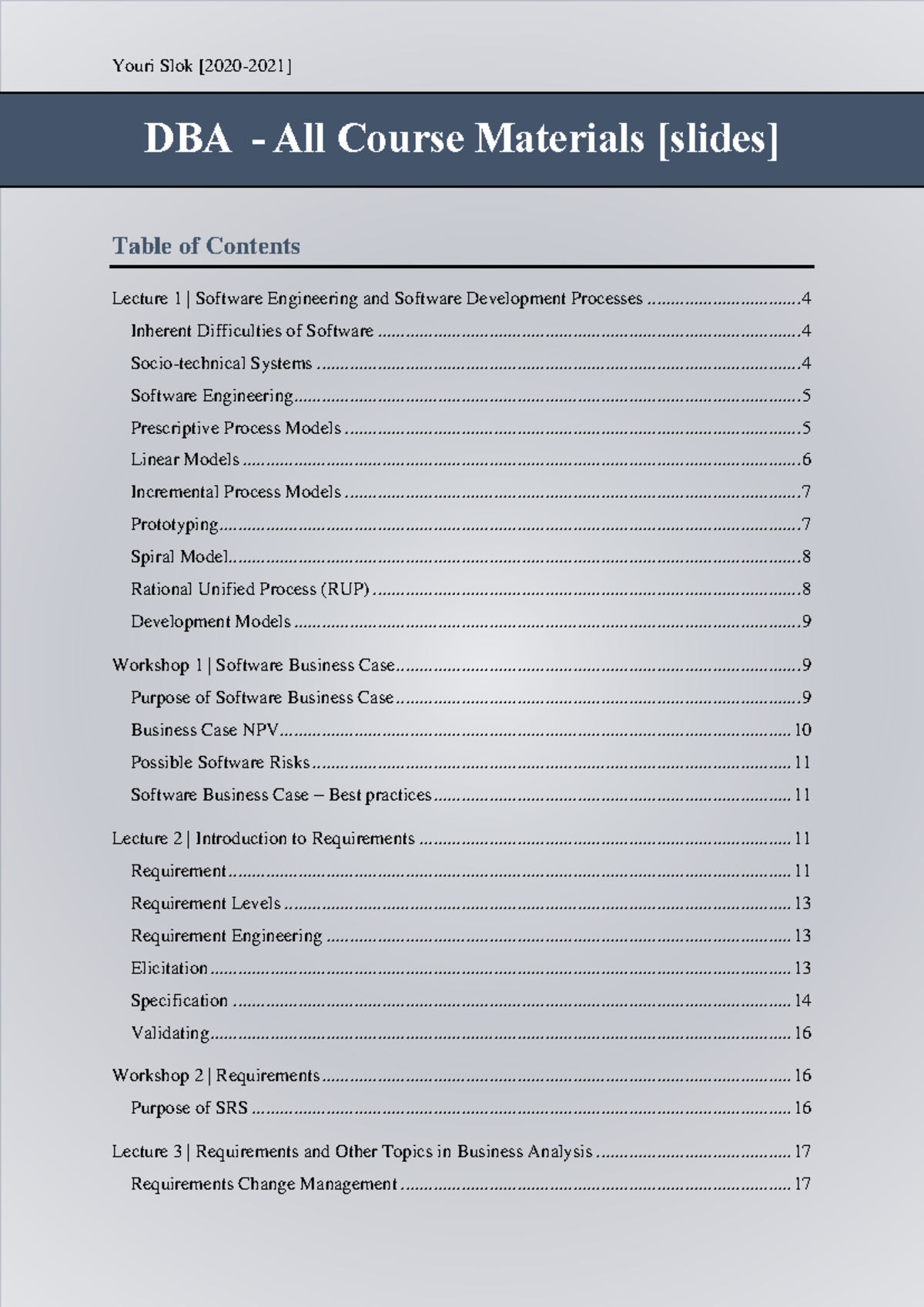 DBA - All Course Materials [slides] - Youri Slok [2020-2021] DBA - All ...