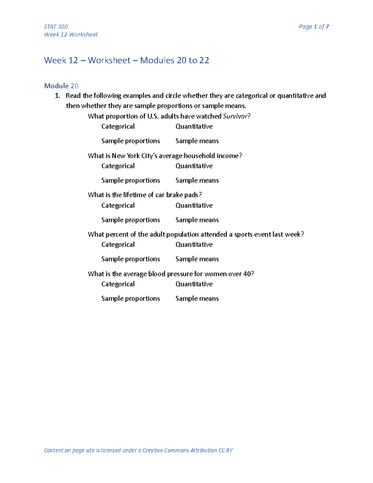 Week 12 - Worksheet - Mod 20 - 22 - Week 12 Worksheet Week 12 ...