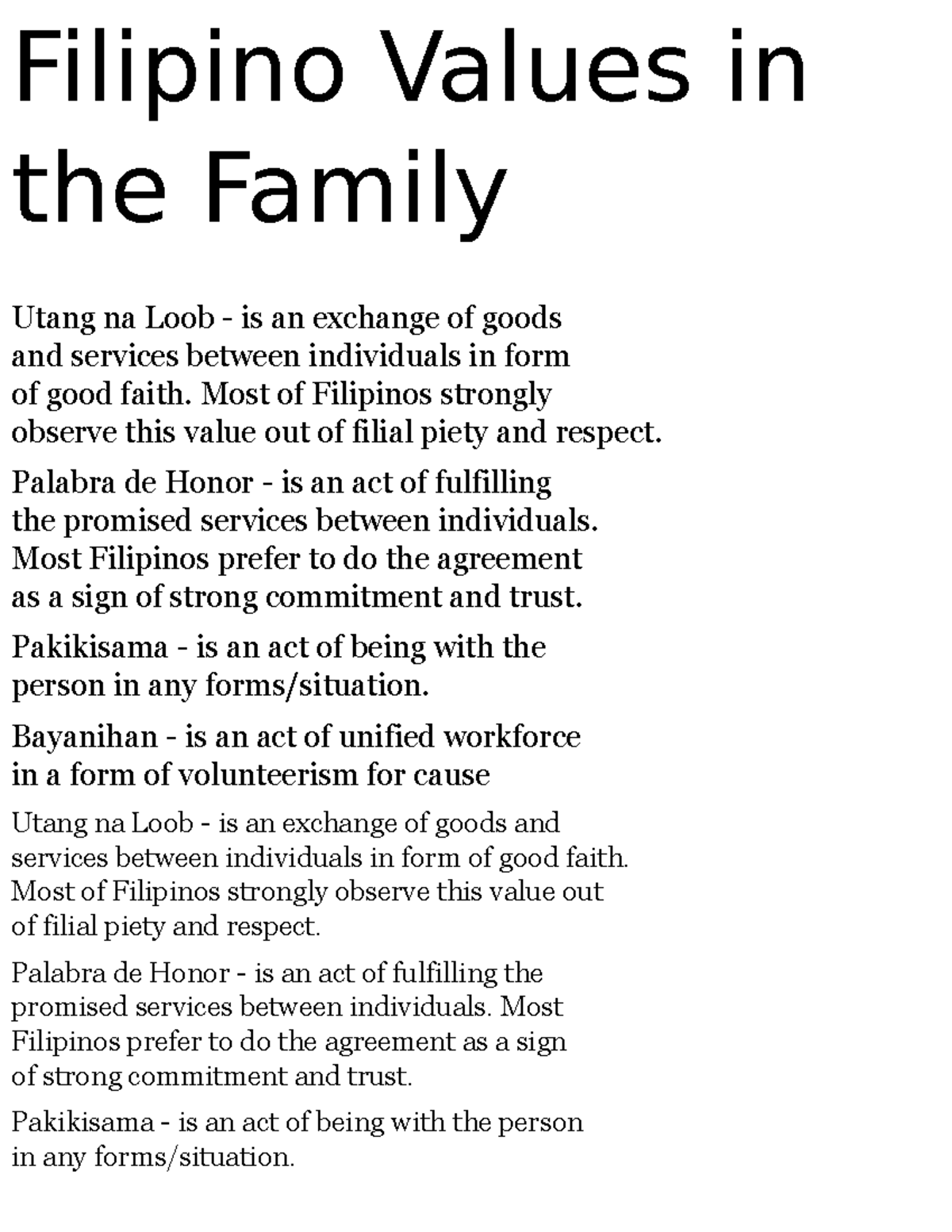Filipino Values in the Family - Filipino Values in the Family Utang na ...