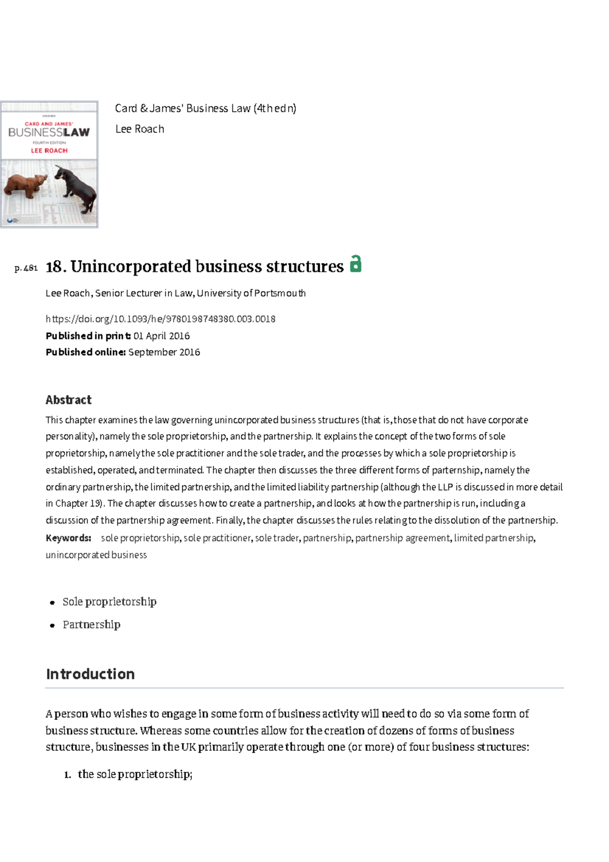 Unincorporated business structures - Studocu