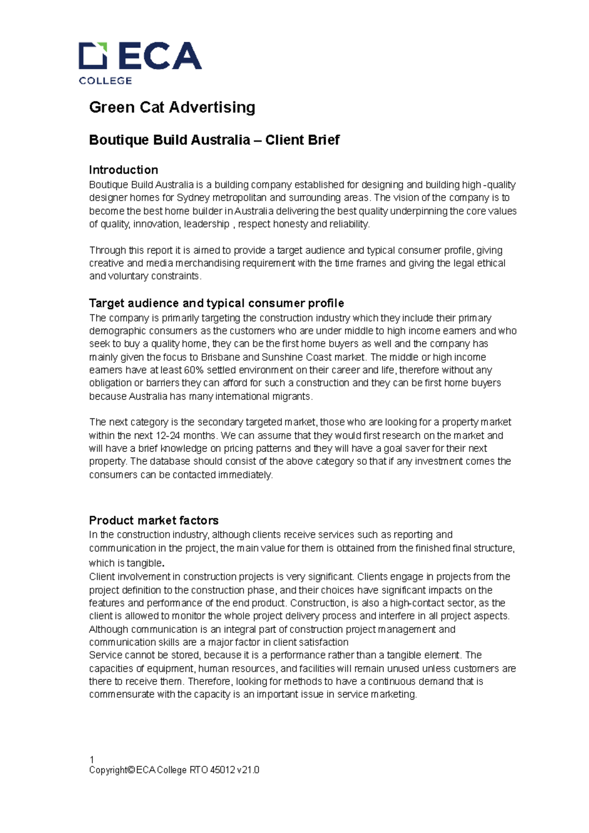 Client Brief Template - advertsing technique - Green Cat Advertising ...