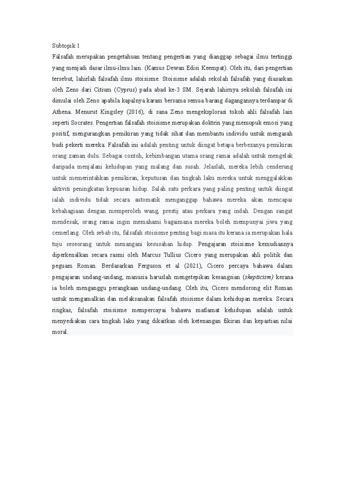 MPU3182- Subtop 1 - mandatory assignment with the inclusion of notes ...