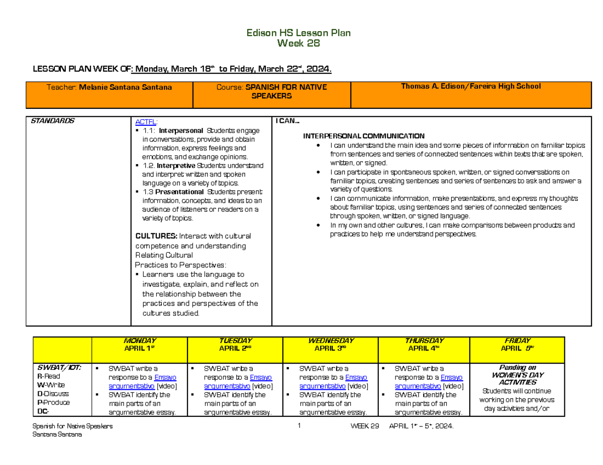 Spanish Native Speakers (Week 29) - Spanish for Native Speakers WEEK 2 ...