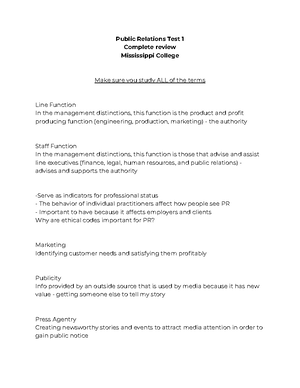 Public Relations Test 2 - W. Smith open the first publicity lobbying ...