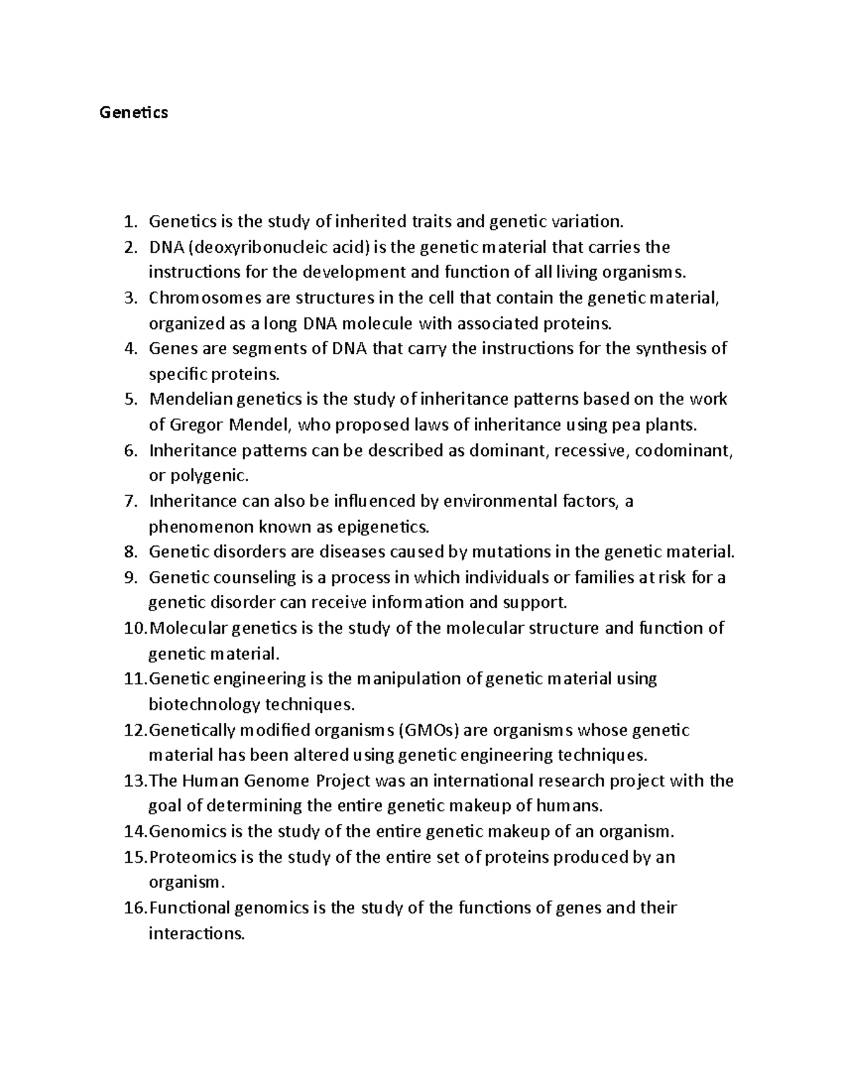 Genetics Bio notes - Genetics Genetics is the study of inherited traits ...