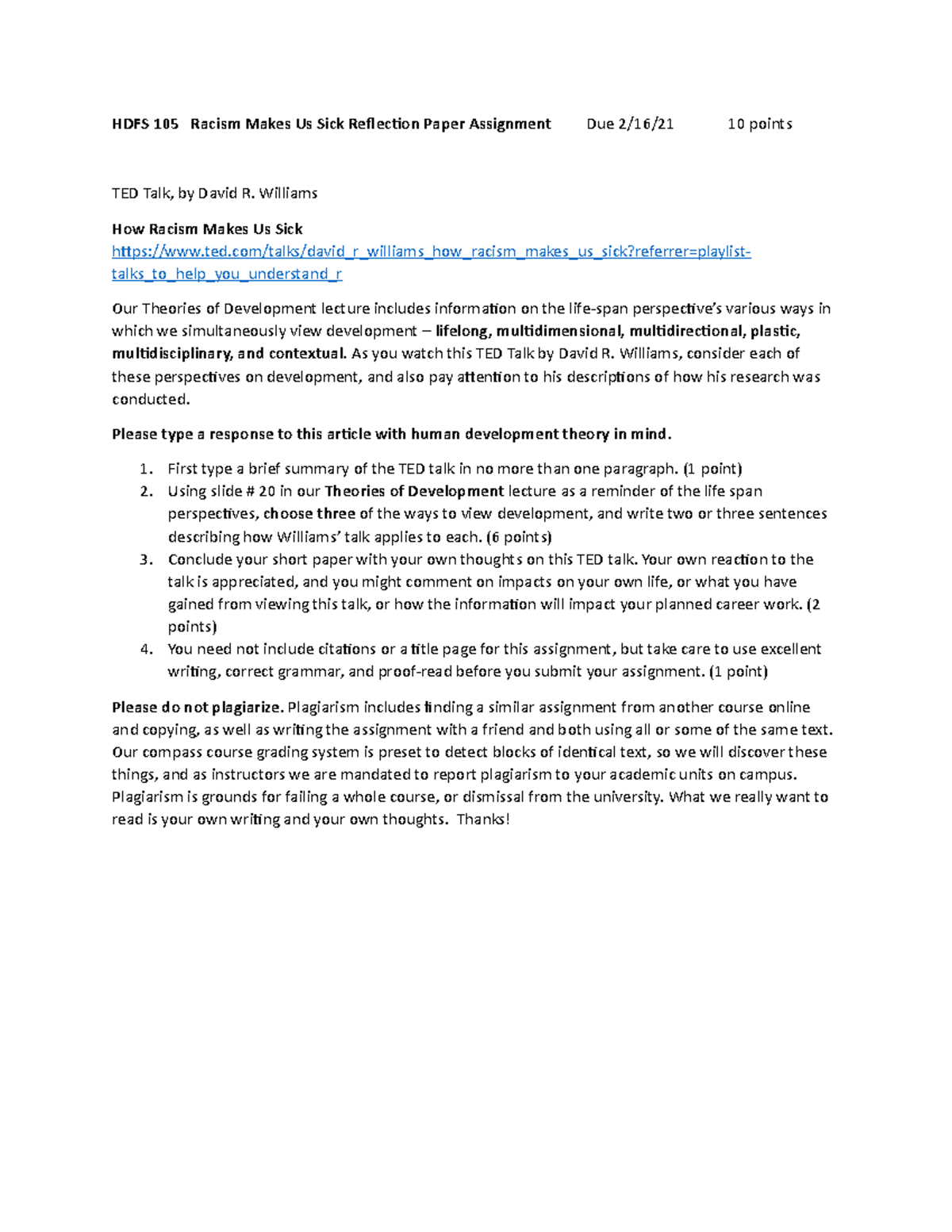 HDFS 105 racism makes me sick refelction - HDFS 105 Racism Makes Us ...