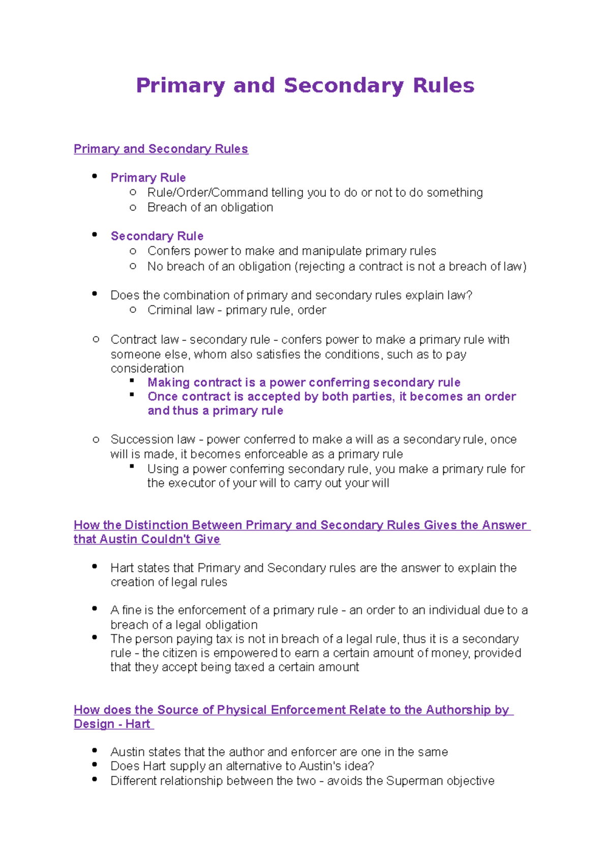 Primary and Secondary Rules - Studocu