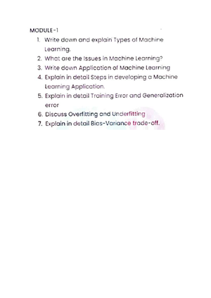 ML 3 - ml notes - Machine Learning - Studocu