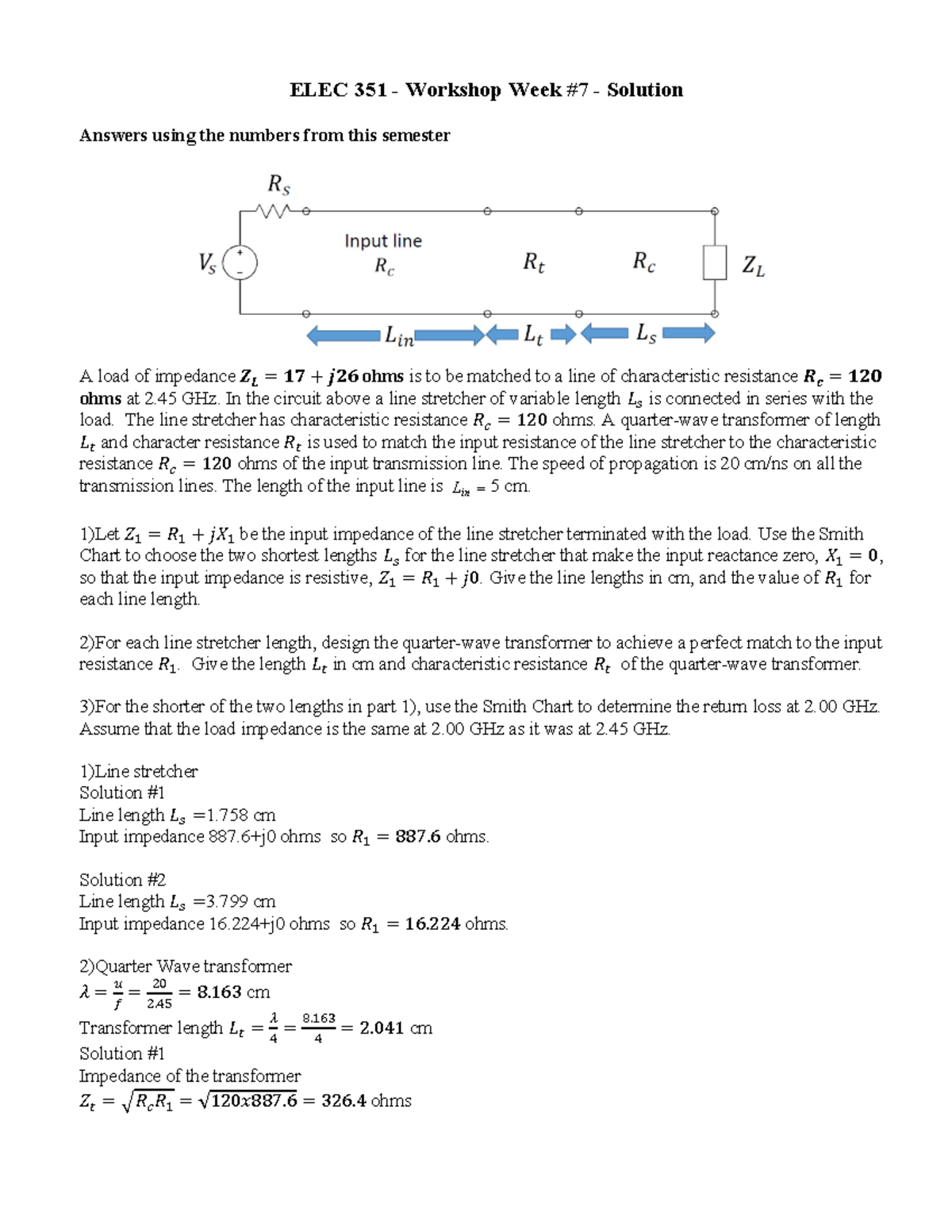 Workshop 7 Solution - ELEC 351 - Workshop Week #7 - Solution Answers ...