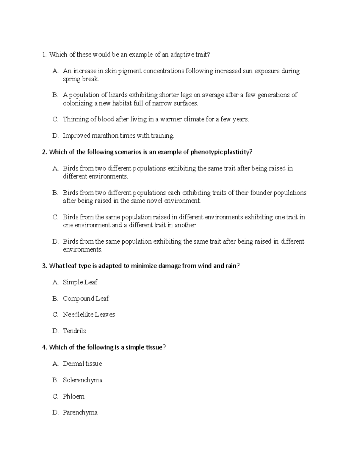 Quiz 6 - dr. anderson - Which of these would be an example of an ...